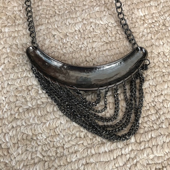 Vintage | Jewelry | Edgy Gunmetal Chain Strand Bib Necklace | Poshmark